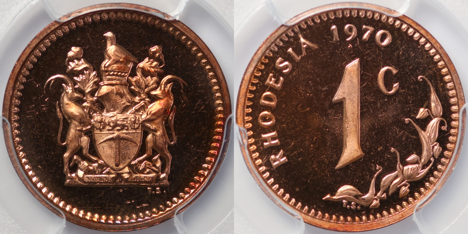 PCGS Graded PR65RB - Rhodesia 1970 Cent Proof Red Brown Coin ...