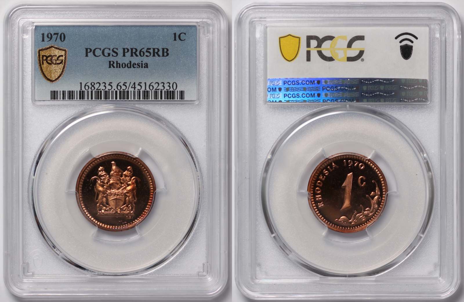 PCGS Graded PR65RB - Rhodesia 1970 Cent Proof Red Brown Coin ...
