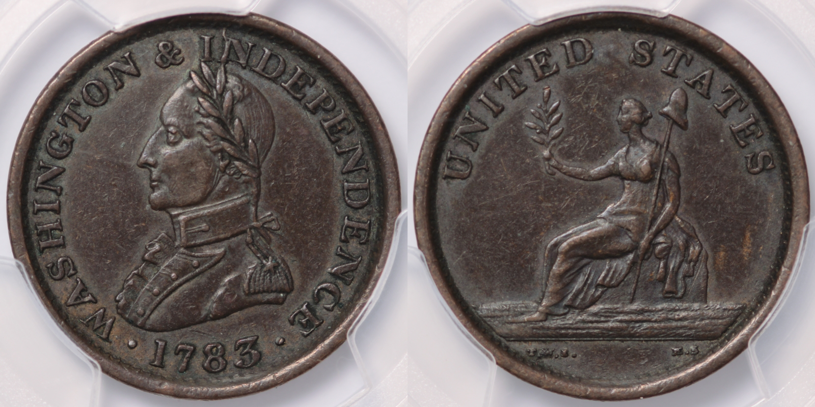 PCGS Graded AU50 United States 1783 Washington Copper Lg Military Bust ...