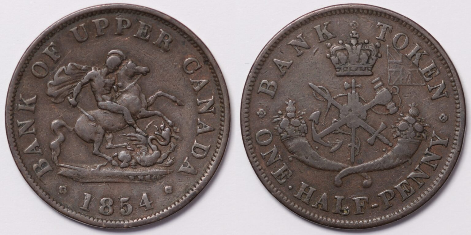 Canadian Provinces Bank of Upper Canada 1854 Half Penny Copper Bank ...