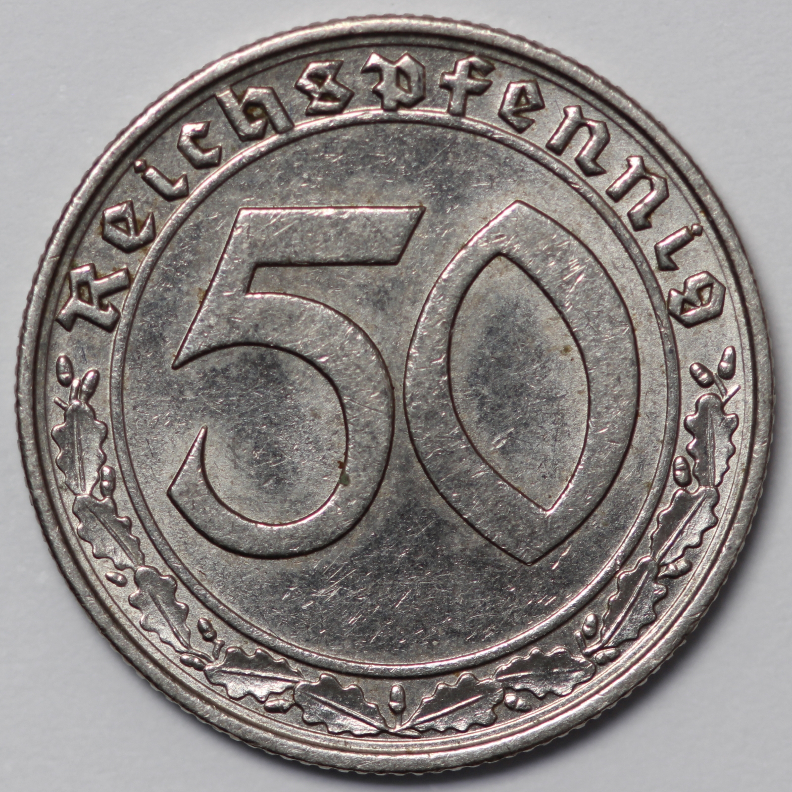 Germany - Third Reich 1938-F 50 Reichspfennig Stuttgart KM# 95 World ...