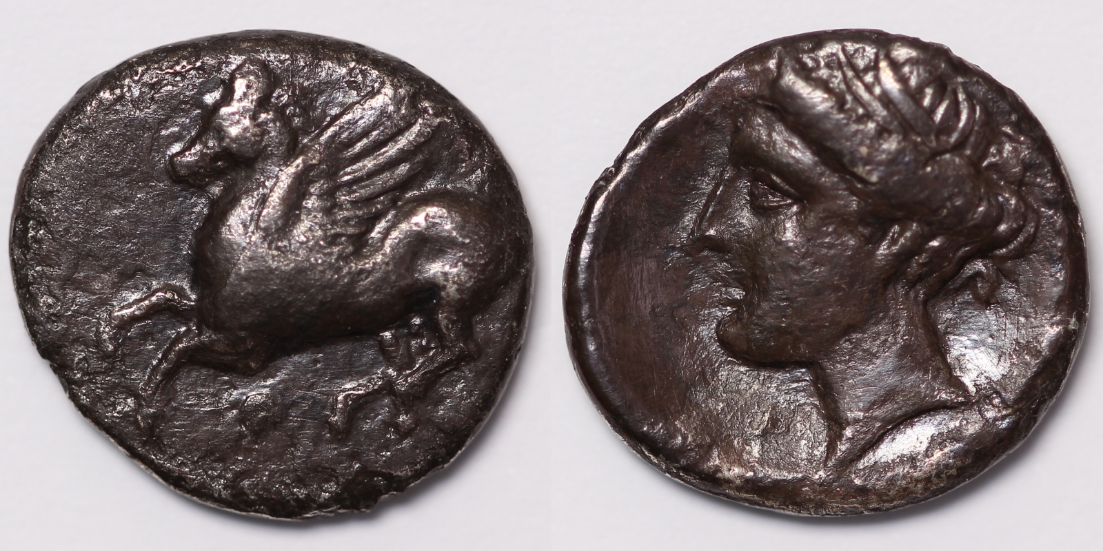 Ancient Greek Silver Coin Corinth AR Drachm Circa 345-307 BC Aphrodite ...