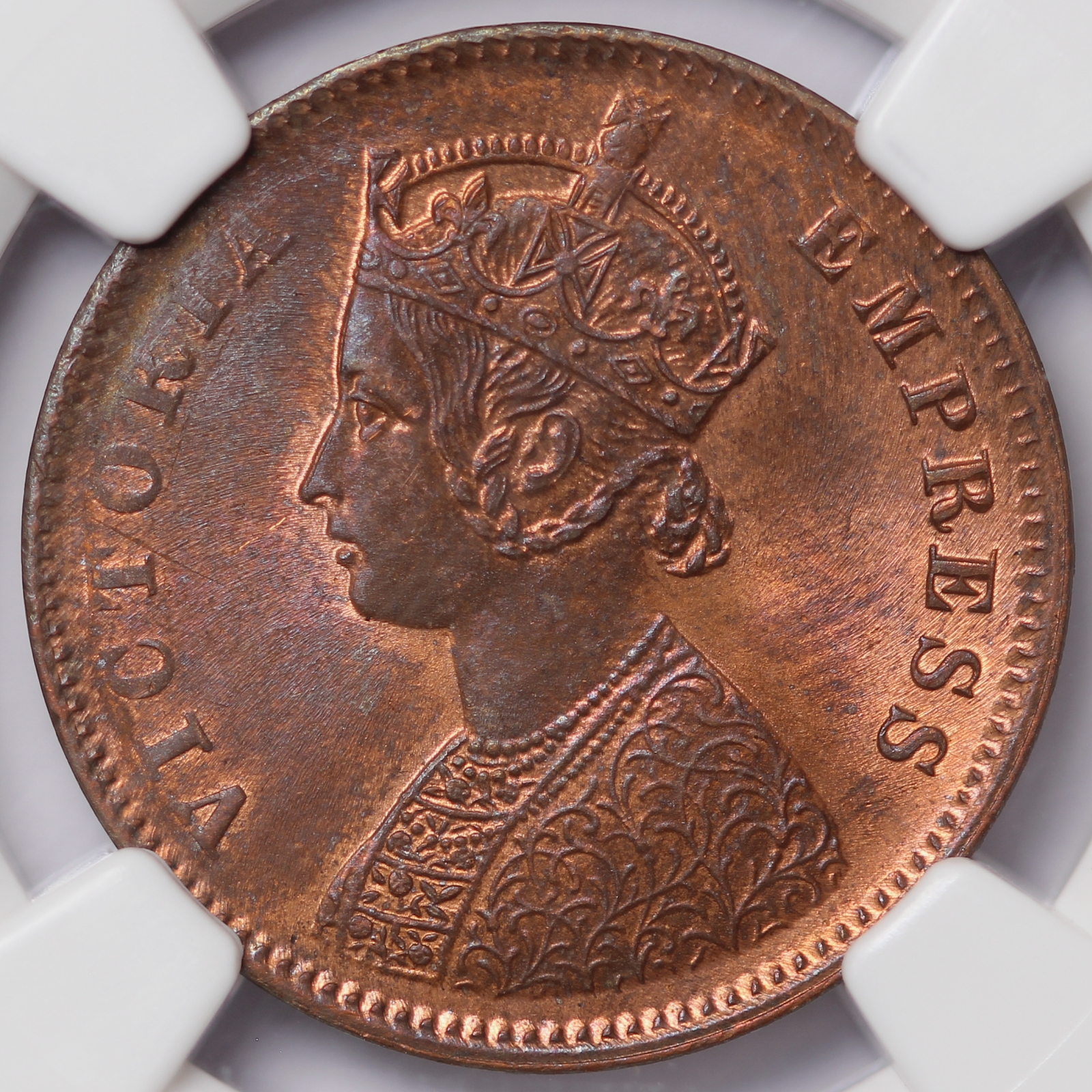 NGC Graded MS63RB India - British 1889(c) 1/4 Anna Uncirculated Red ...