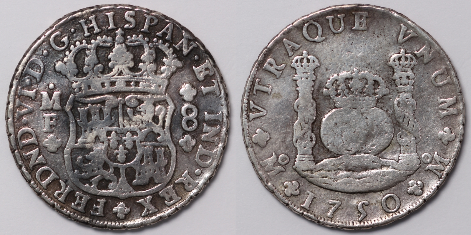 Mexico Spanish Colony 1750 MF 8 Reales Ferdinand VI KM#104.1 Pillar Silver Coin - Imperial ...