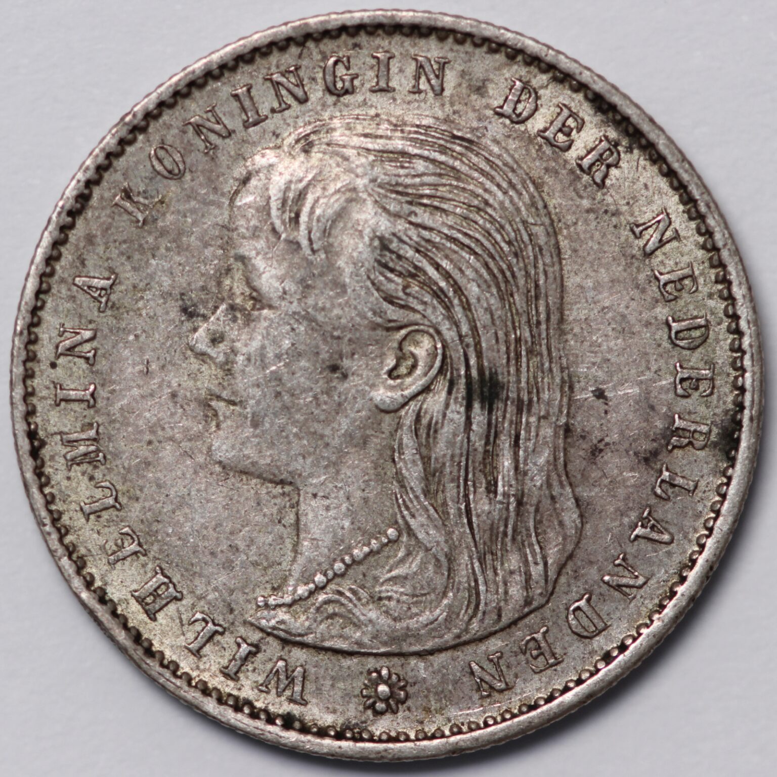 Netherlands 1897 25 Cents KM# 115 Wilhelmina I Young Head World Silver ...