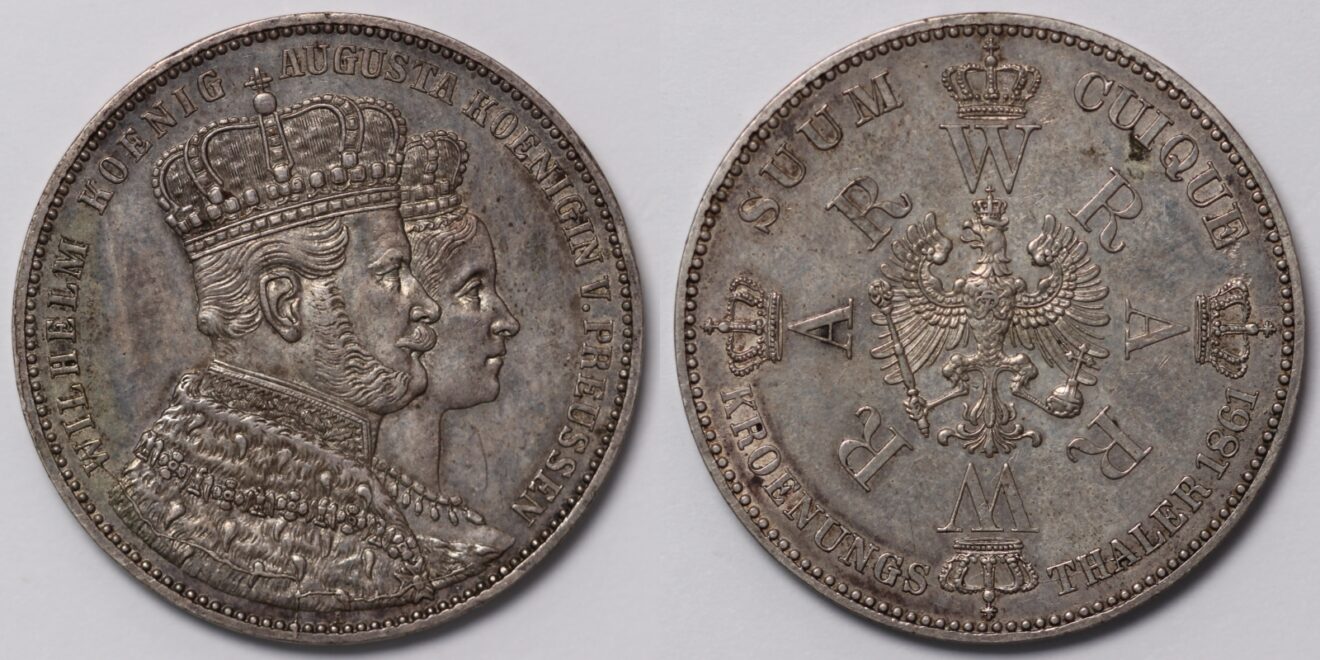 German States Prussia 1861-A Thaler Coronation of Wilhelm & Augusta ...