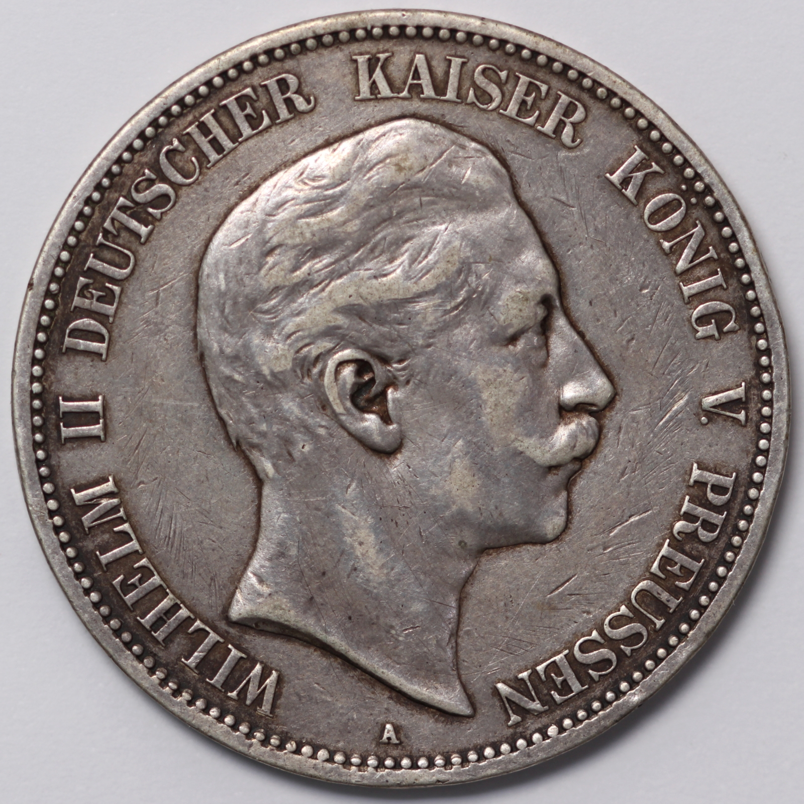 German States Prussia 1907-A 5 Mark Wilhelm II Berlin Mint KM#523 ...