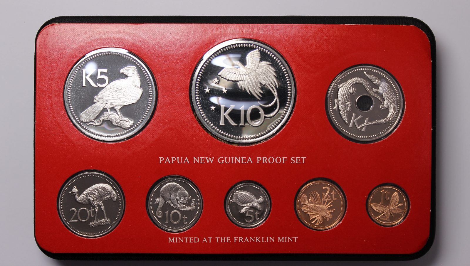 Papua New Guinea 1976 8-Coin Proof Set Franklin Mint w/ CoA & Original ...