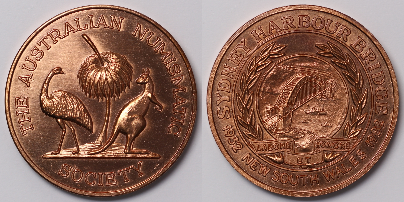 1982 Australian Numismatic Society Sydney Harbour Bridge 50th Anniv ...