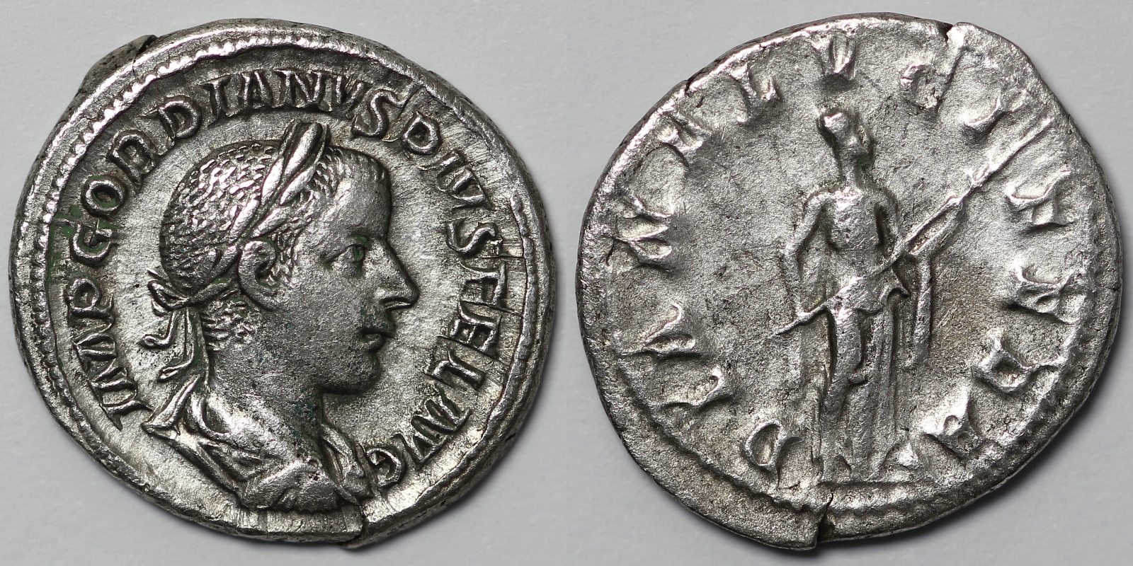 Ancient Roman Imperial Silver Coin Gordian III AR Denarius AD 241 Diana ...