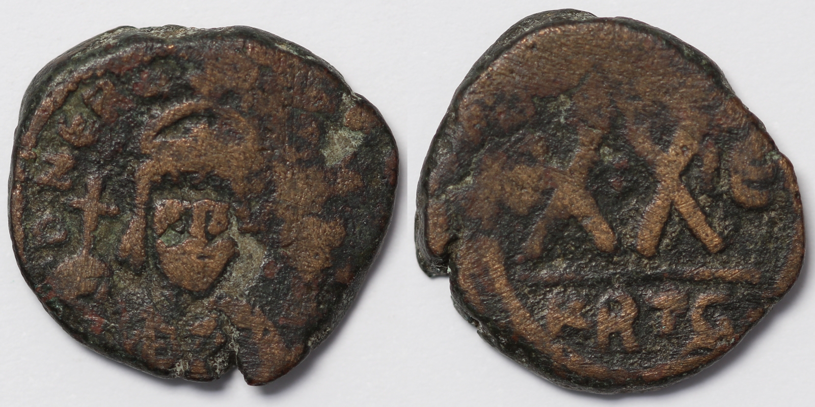 Ancient Byzantine Coin Heraclius Æ Half Follis Carthage AD 611/12 ...