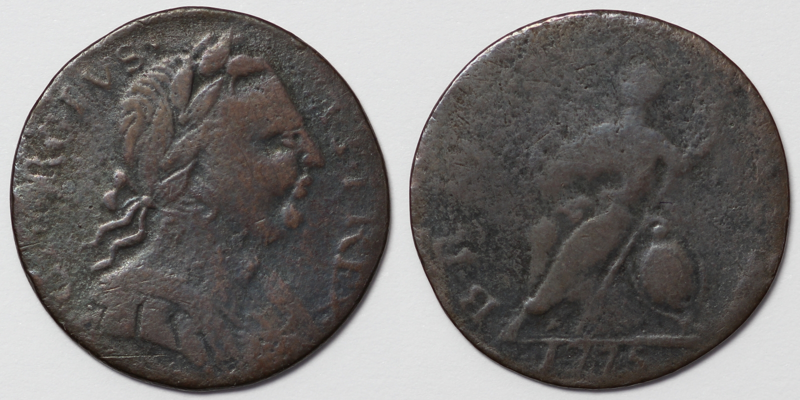 Great Britain 1775 Farthing George III House of Hanover S-3775 Copper ...