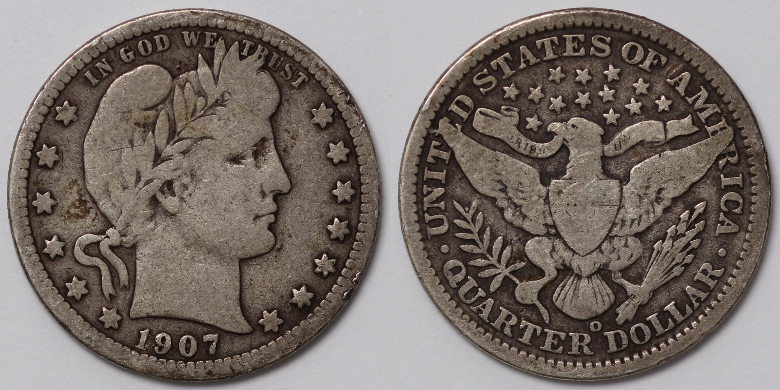 United States USA 1907-O Barber Quarter Dollar 25C New Orleans Mint ...