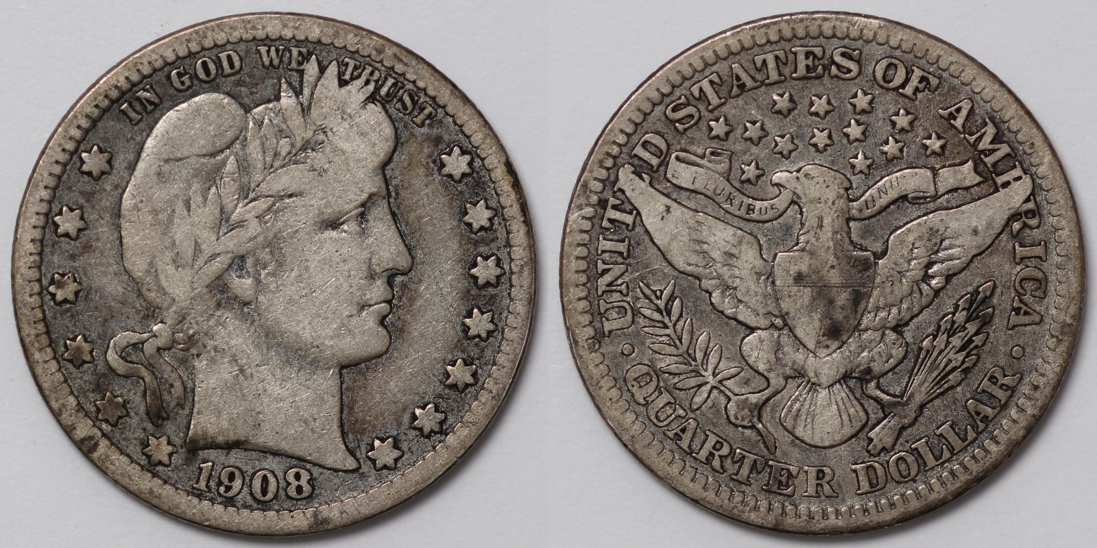 United States USA 1908 Barber Quarter Dollar 25C Philadelphia Mint ...