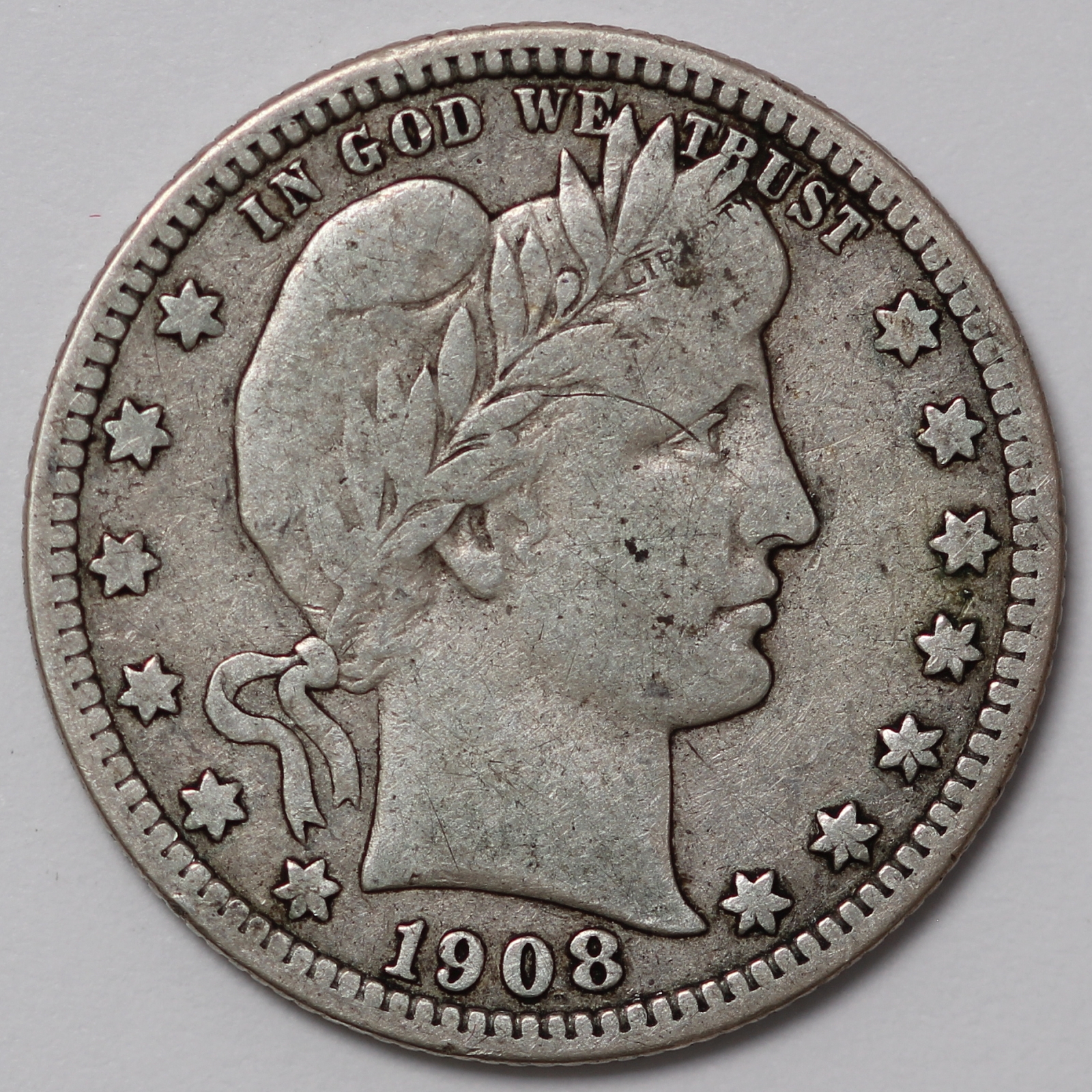 United States USA 1908-D Barber Quarter Dollar 25C Denver Mint World ...