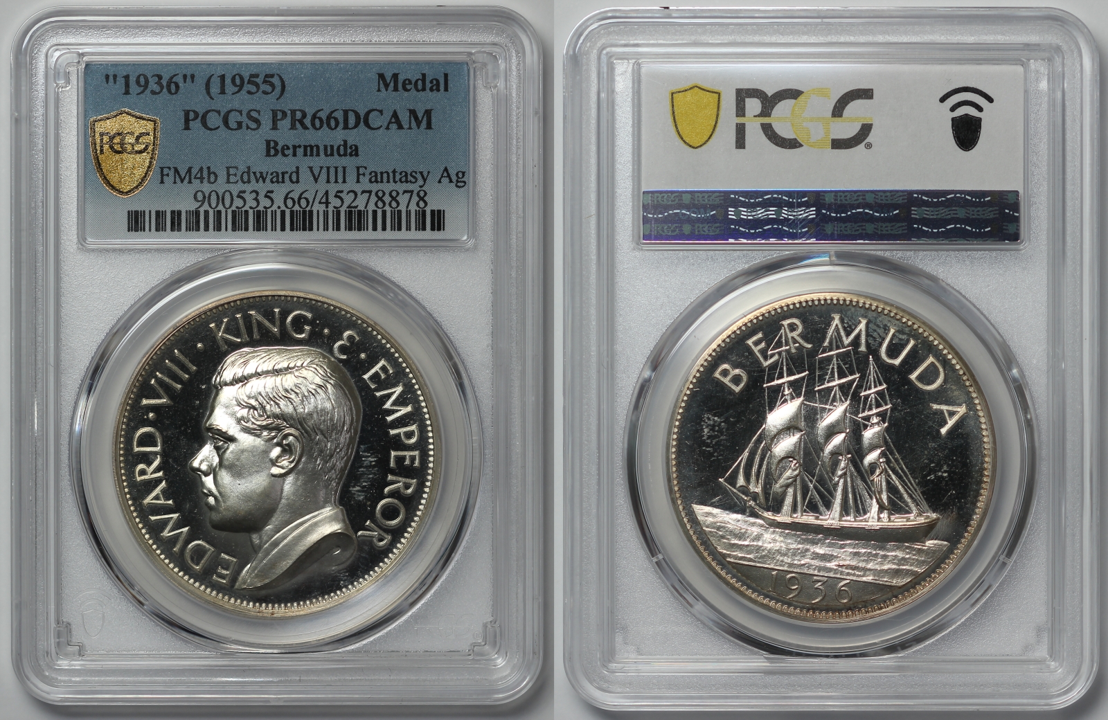 PCGS Graded PR66DCAM Bermuda "1936" FM4b Edward VIII Silver Proof ...