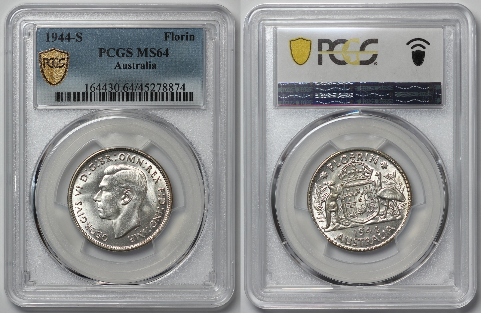 PCGS Graded MS64 Australia 1944-S Florin San Francisco Uncirculated ...