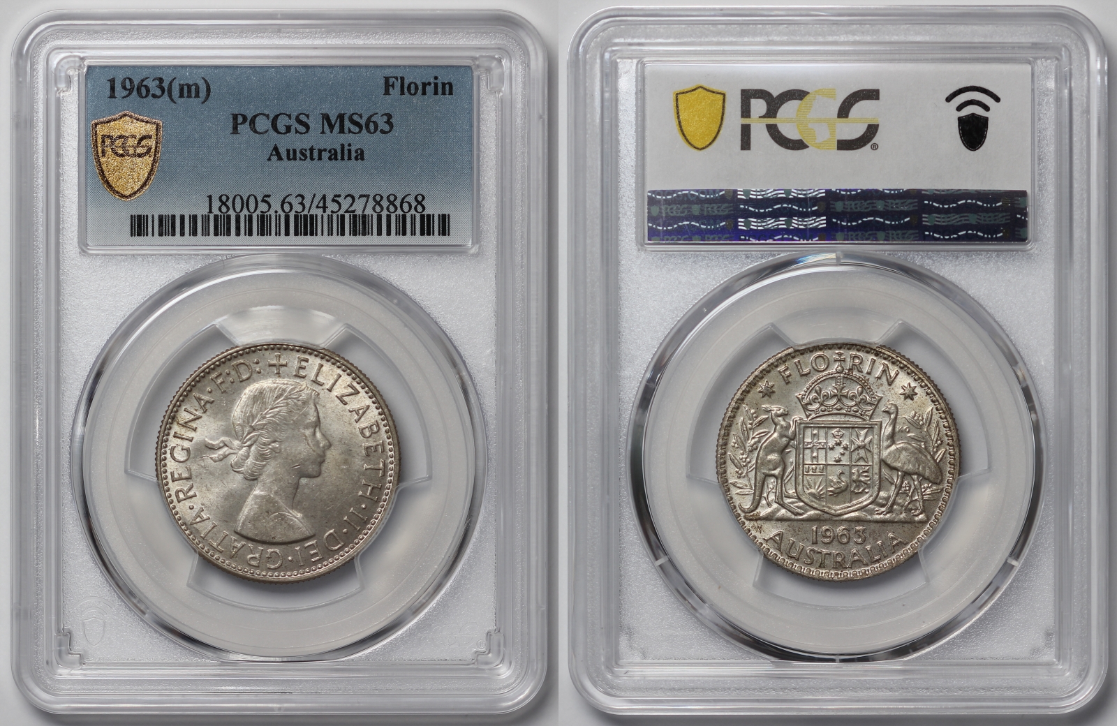 PCGS Graded MS63 Australia 1963 Florin Elizabeth II Uncirculated Silver ...
