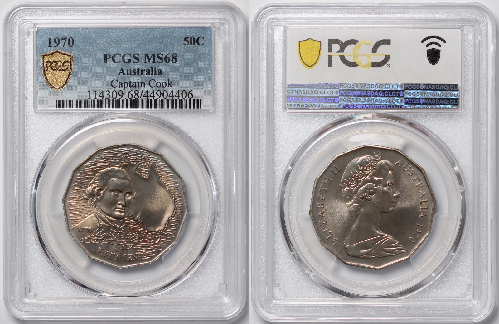 PCGS Graded MS68 - Australia 1970 Captain Cook Fifty Cents 50C ...