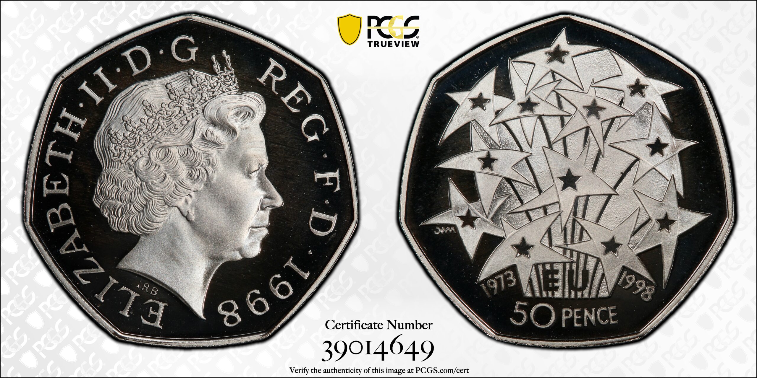 PCGS Graded PR68DCAM Great Britain 1998 50p EU 25th Anniv. Silver Proof ...