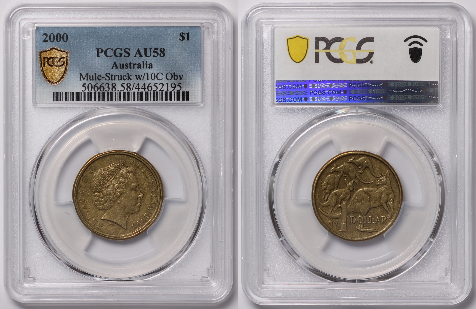 PCGS Graded AU58 Australia 2000 $1 Dollar Mule Struck w/ 10C Obverse Error Coin - Imperial ...