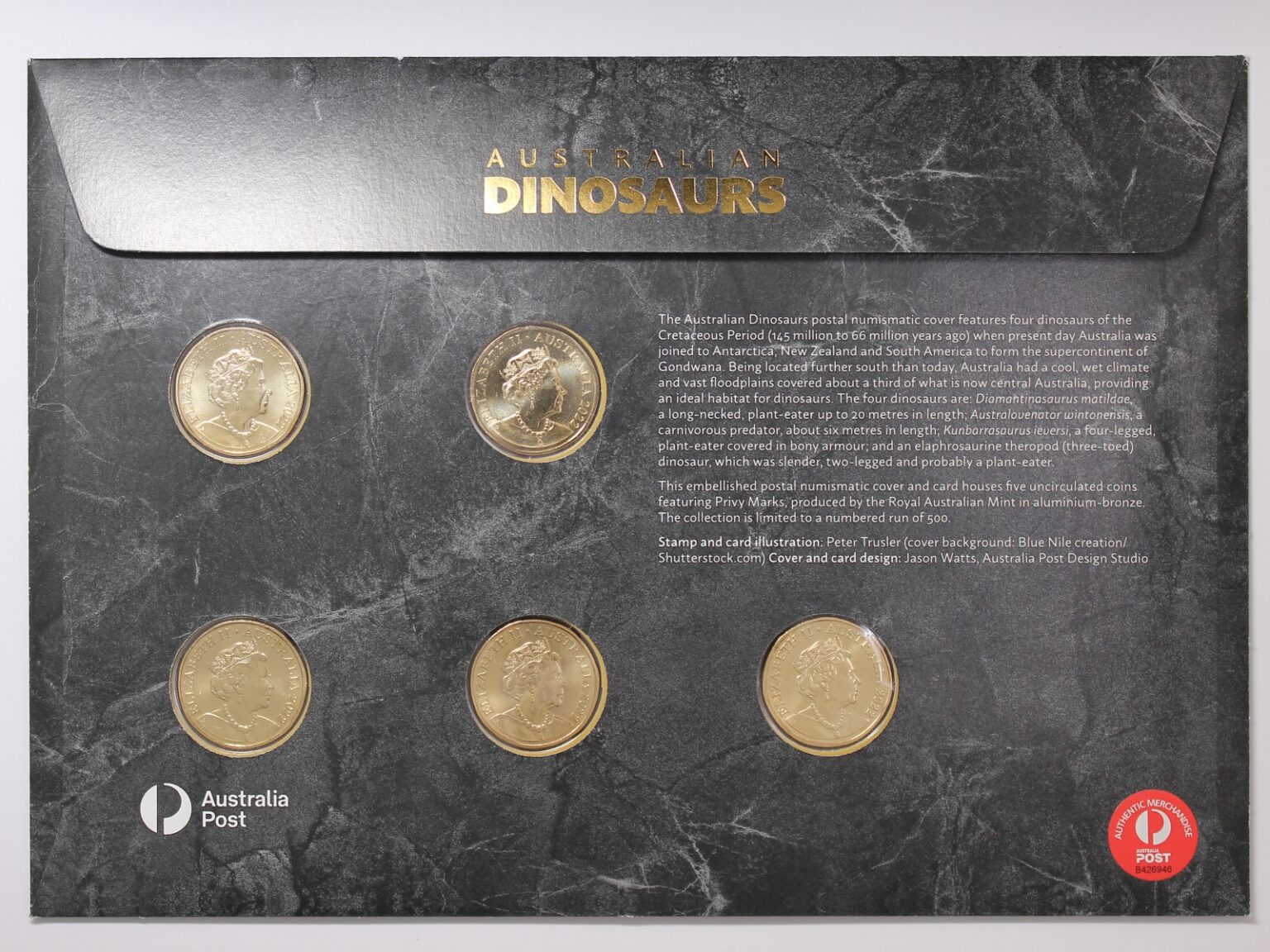 2022 Australian Dinosaurs Five-Coin Privy Mark Limited Edition Gold ...