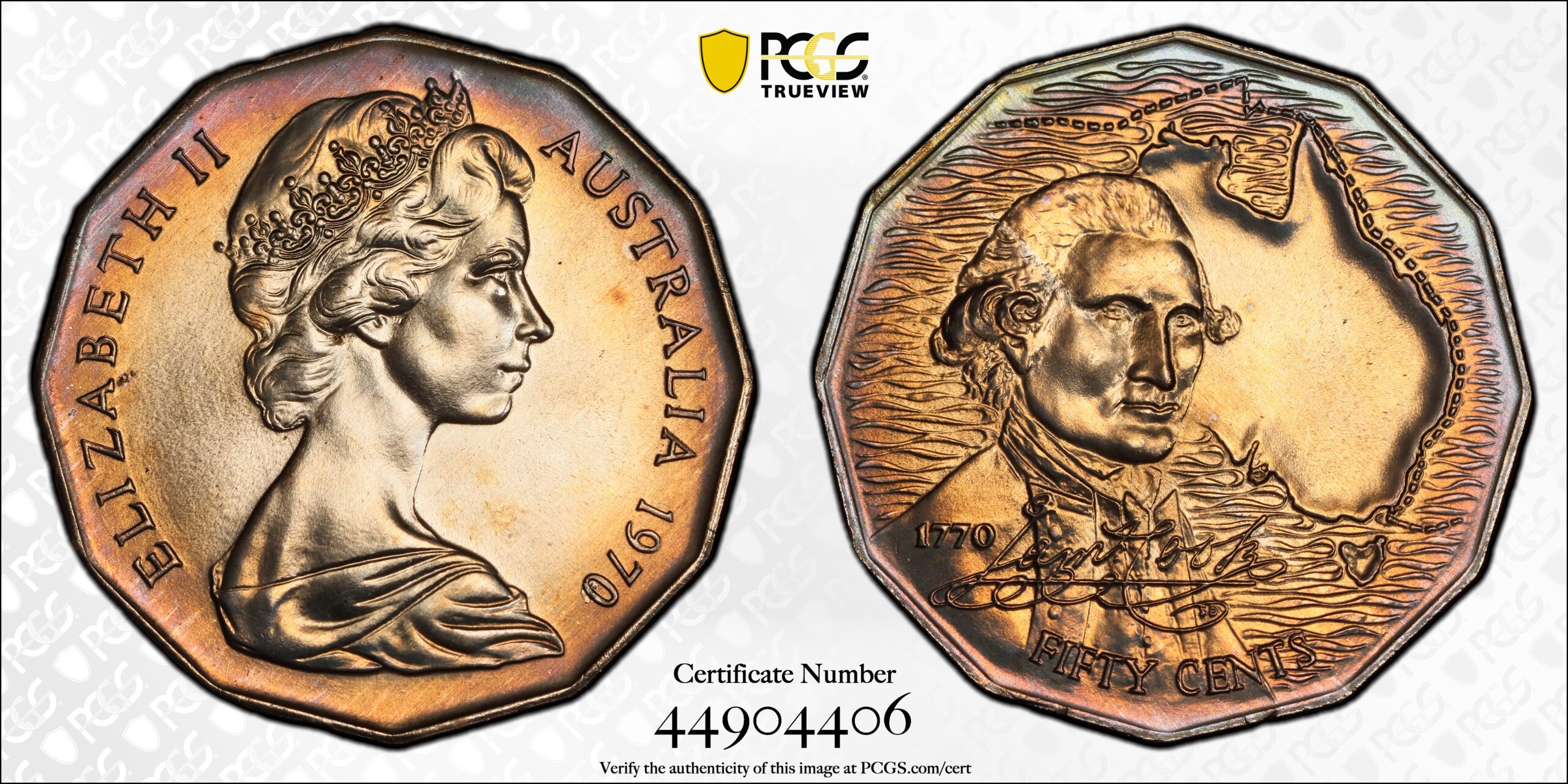 PCGS Graded MS68 - Australia 1970 Captain Cook Fifty Cents 50C ...