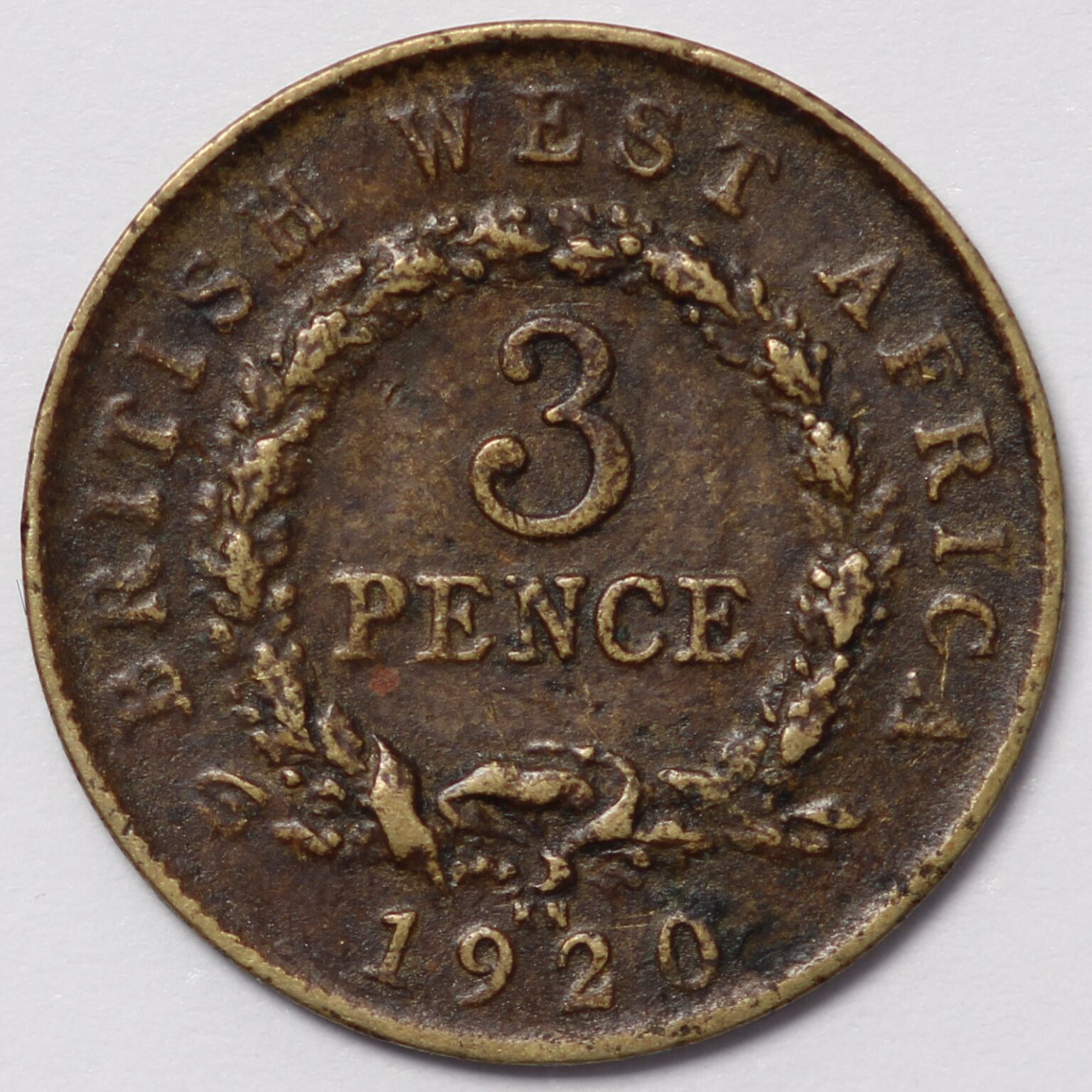 British West Africa 1920-KN 3 Pence 3d George V KM-10b Tin-Brass World ...