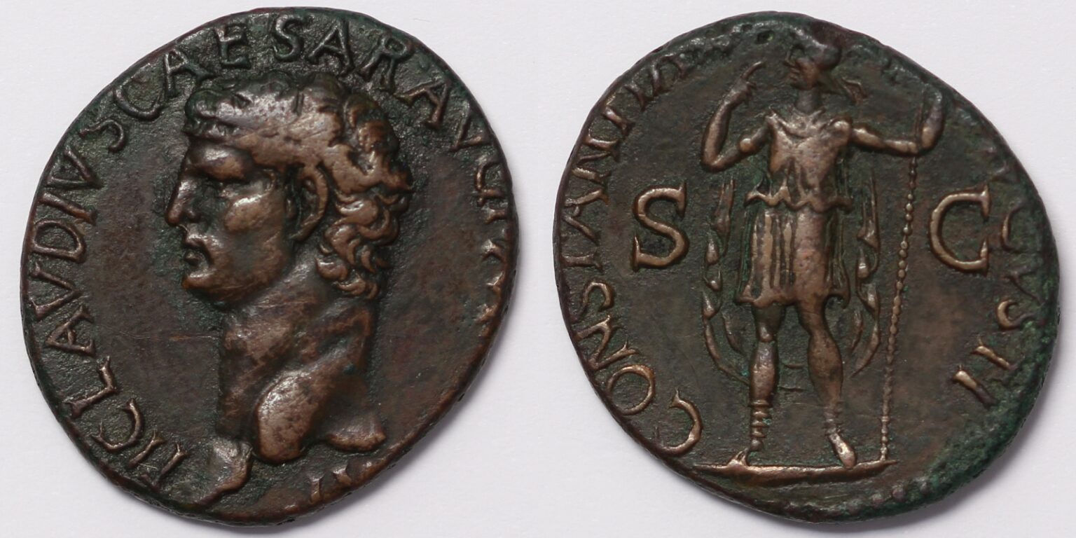 Ancient Roman Imperial Coin Claudius Æ As AD 41-50 Rome CONSTANTIAE ...