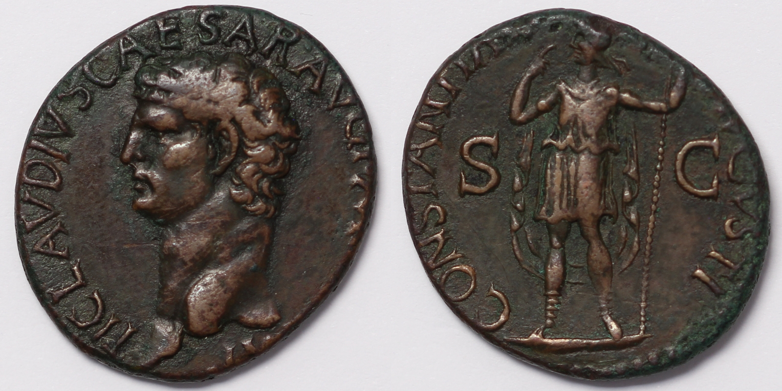 Ancient Roman Imperial Coin Claudius Æ As AD 41-50 Rome CONSTANTIAE ...