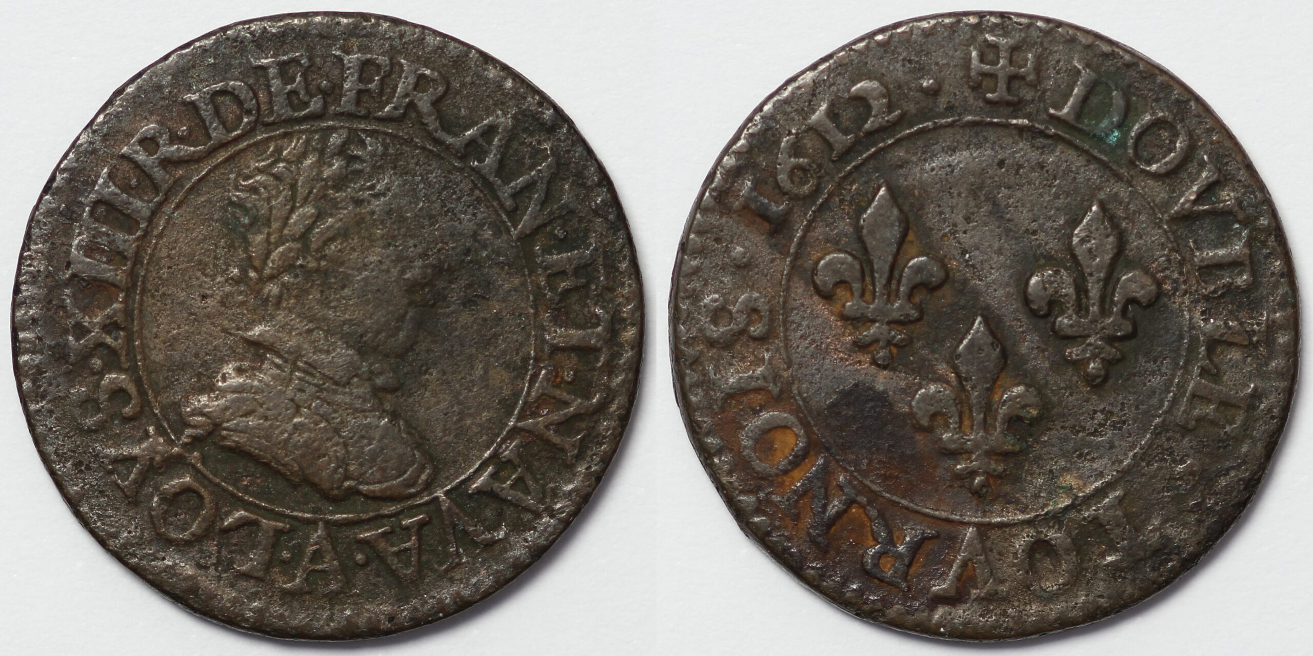 France 1612-A Double Tournois Louis XIII KM-43.1 Paris Mint World ...