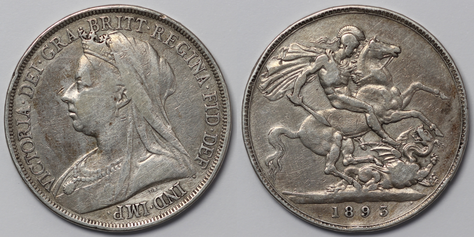 Great Britain 1893-LVI Crown Victoria Old Head S-3937 Large Sterling ...