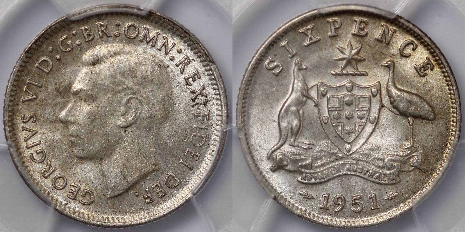 PCGS Graded MS63 Australia 1951(m) Sixpence 6D Choice Uncirculated ...