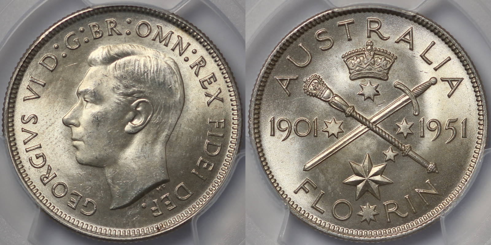 PCGS Graded MS63 Australia 1951 Federation Jubilee Florin Choice Unc Silver Coin - Imperial ...