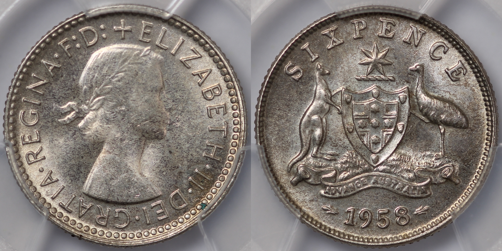 PCGS Graded MS64 Australia 1958 Sixpence 6D Choice Uncirculated Silver Coin - Imperial Numismatics