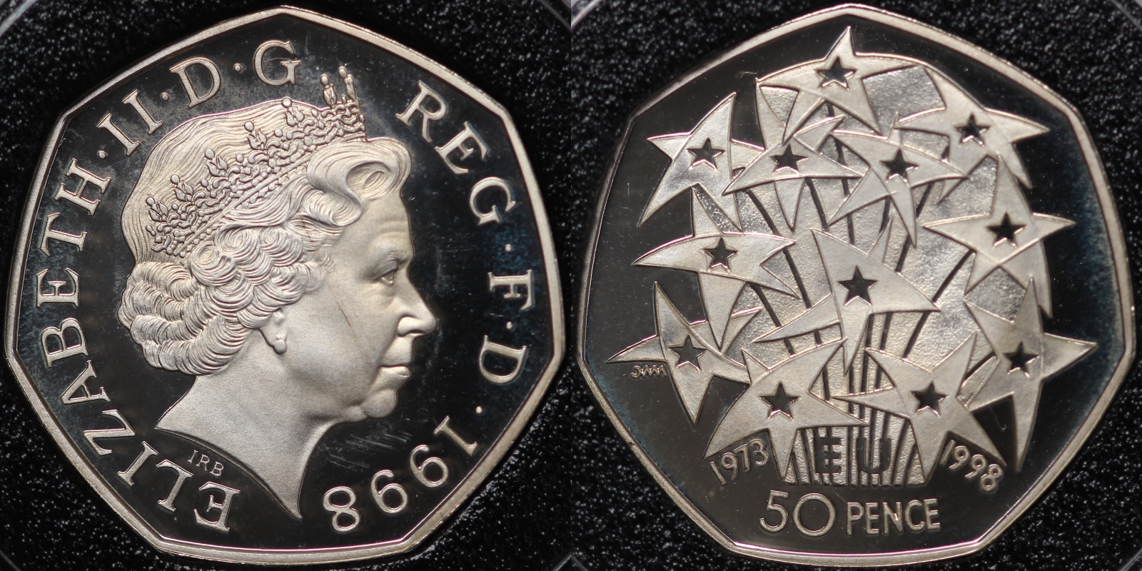Great Britain 1998 50p 25th Anniversary of EEC Silver Proof Coin Royal ...