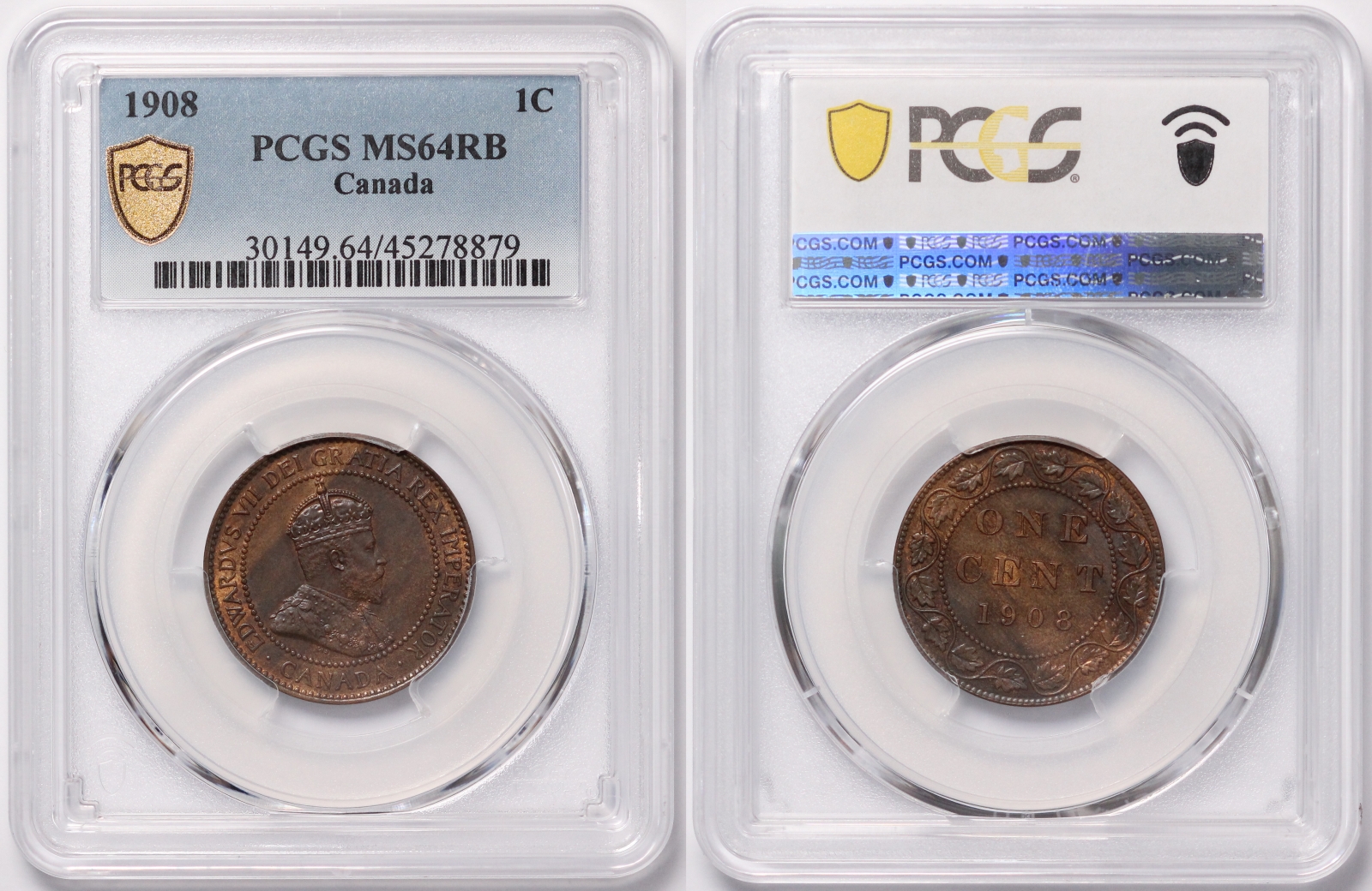 PCGS Graded MS64RB Canada 1908 One Cent 1C Edward VII Uncirculated ...