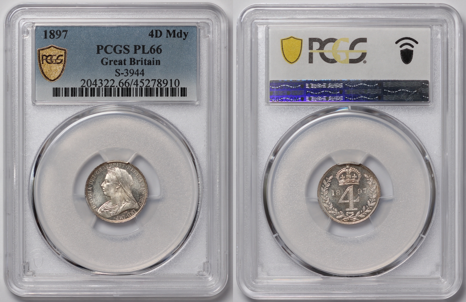 PCGS Graded PL66 Great Britain 1897 Maundy Fourpence 4D Prooflike ...