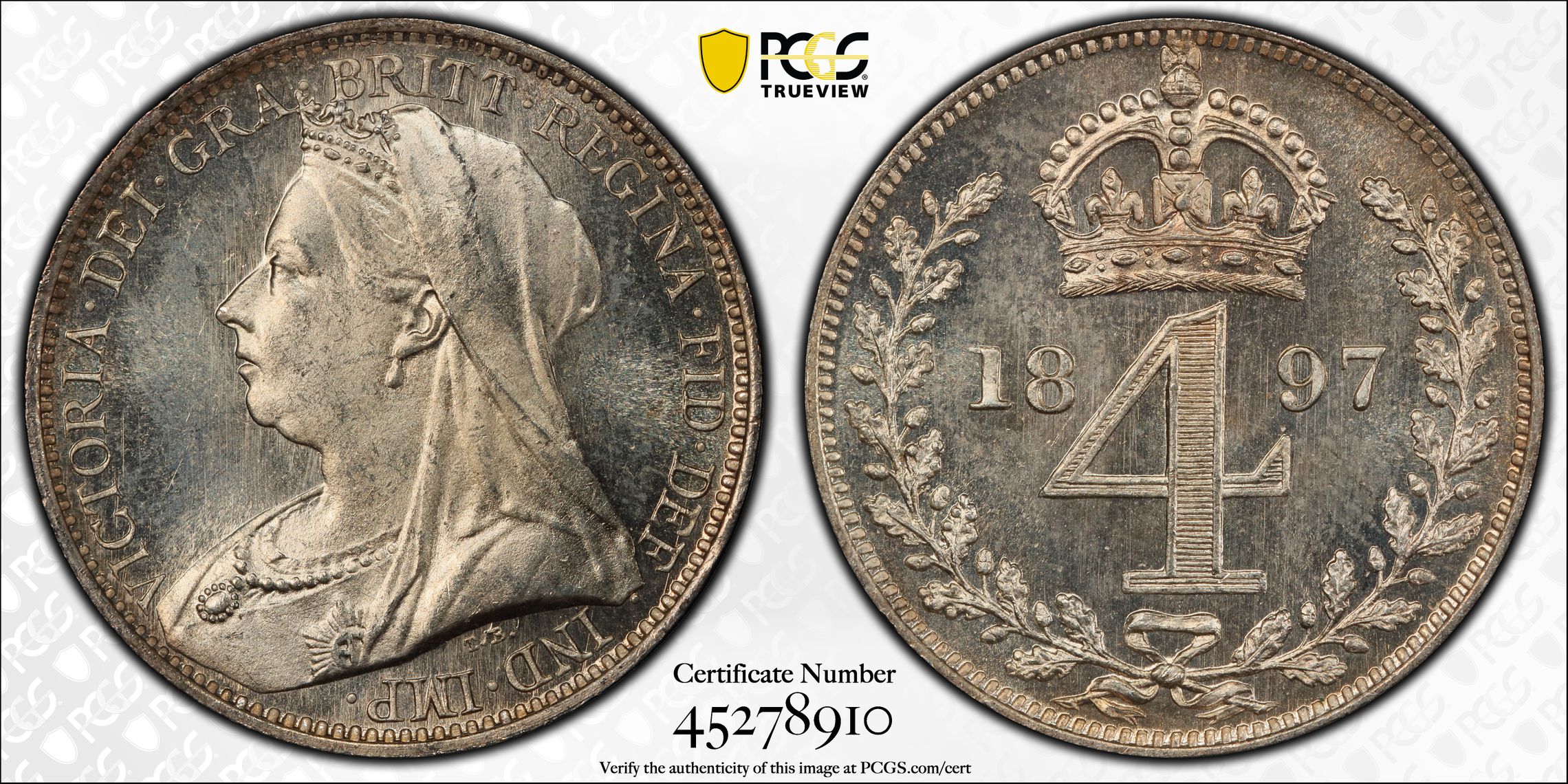 PCGS Graded PL66 Great Britain 1897 Maundy Fourpence 4D Prooflike ...