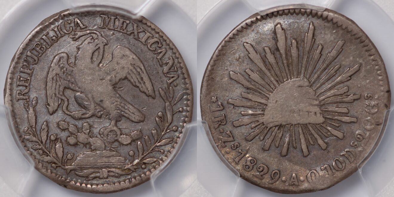 PCGS Graded VF30 Mexico First Republic 1829-Zs AO 1 Real Zacatecas Silver Coin - Imperial ...
