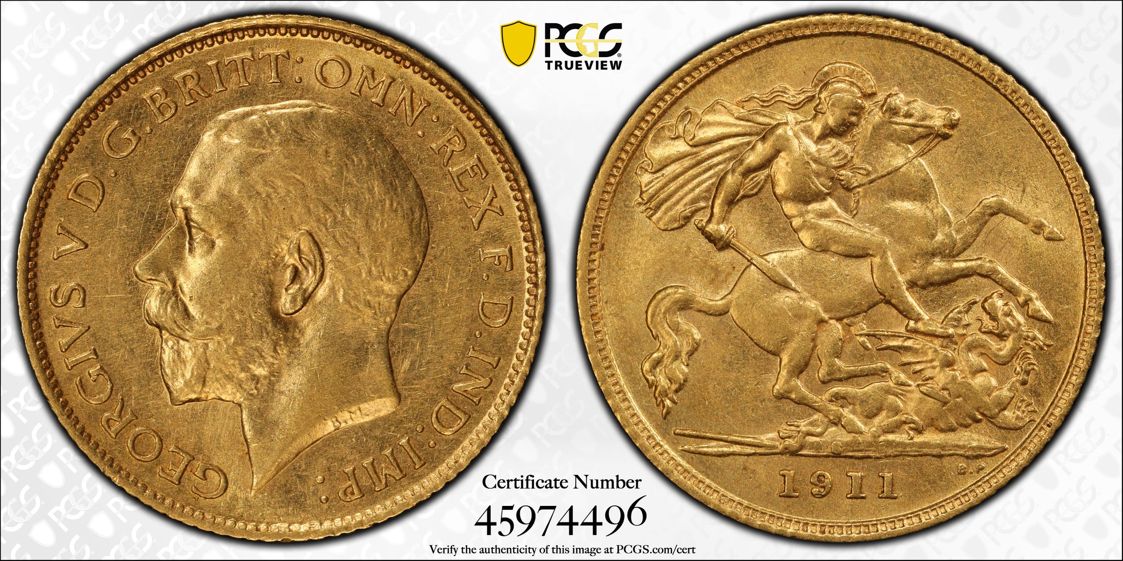 PCGS Graded AU58 Australia 1911-S Half Sovereign Almost Uncirculated Gold Coin - Imperial ...