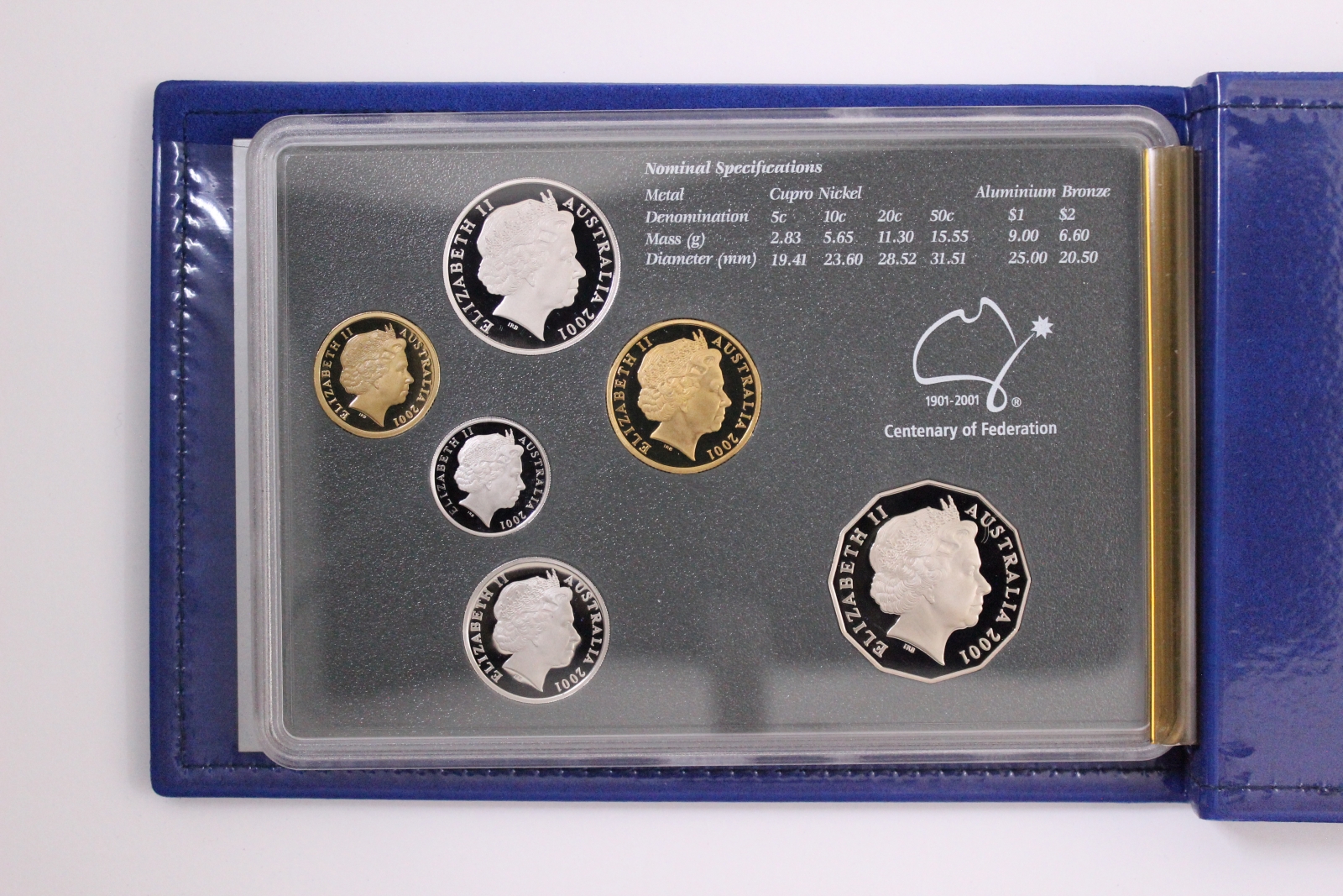Australia 2001 6-Coin Proof Set Centenary of Federation Coloured 50C ...