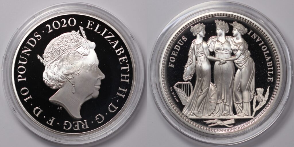 UK 2020 £10 The Three Graces 5oz Silver Proof Coin Royal Mint Great ...
