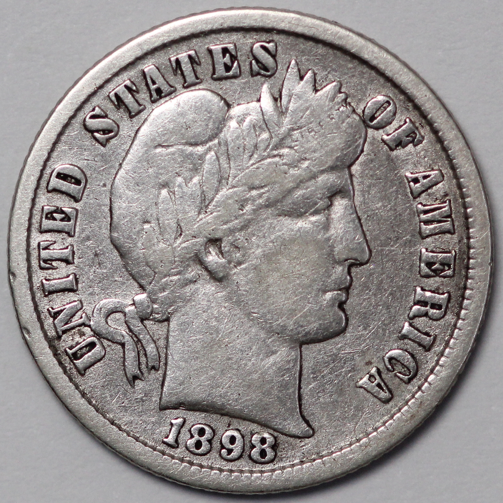 United States USA 1898 Barber Dime 10C Philadelphia Mint World Silver ...