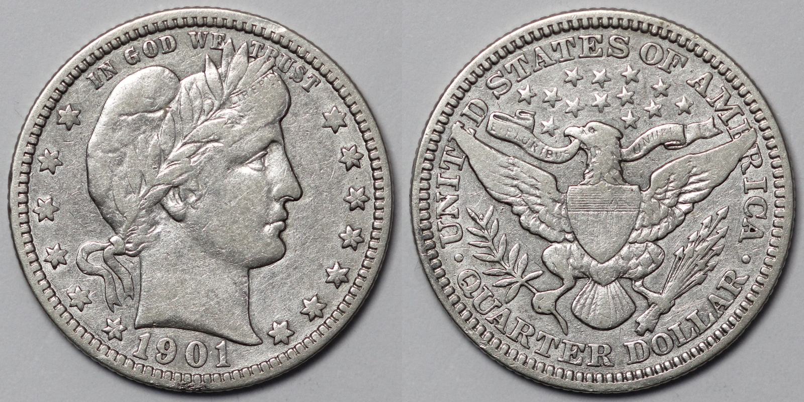 United States USA 1901 Barber Quarter Dollar 25C Philadelphia Mint ...