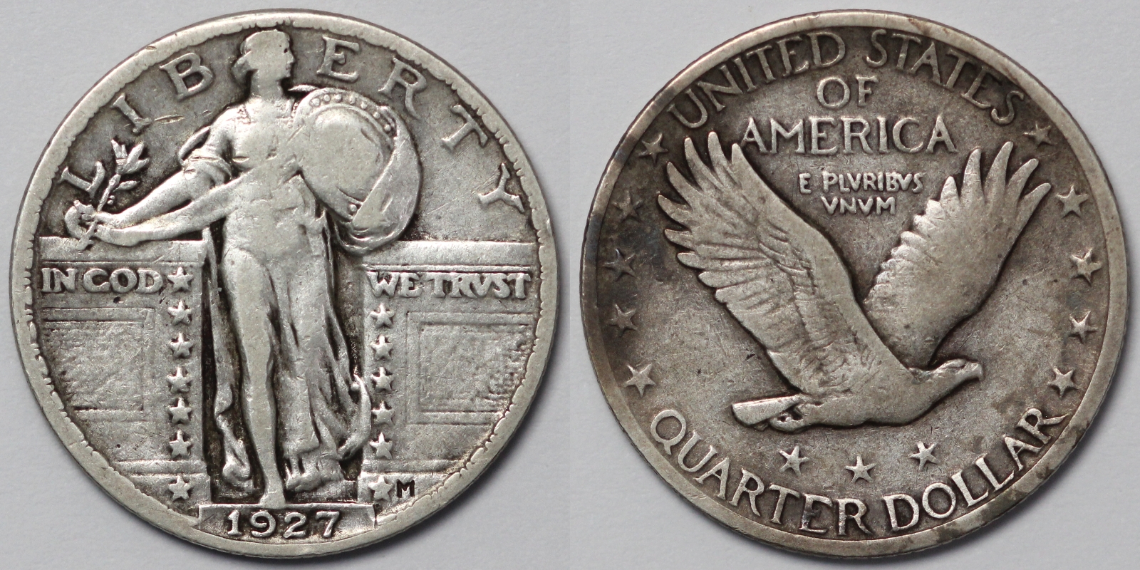 United States USA 1927 Standing Liberty Quarter Dollar 25C World Silver ...