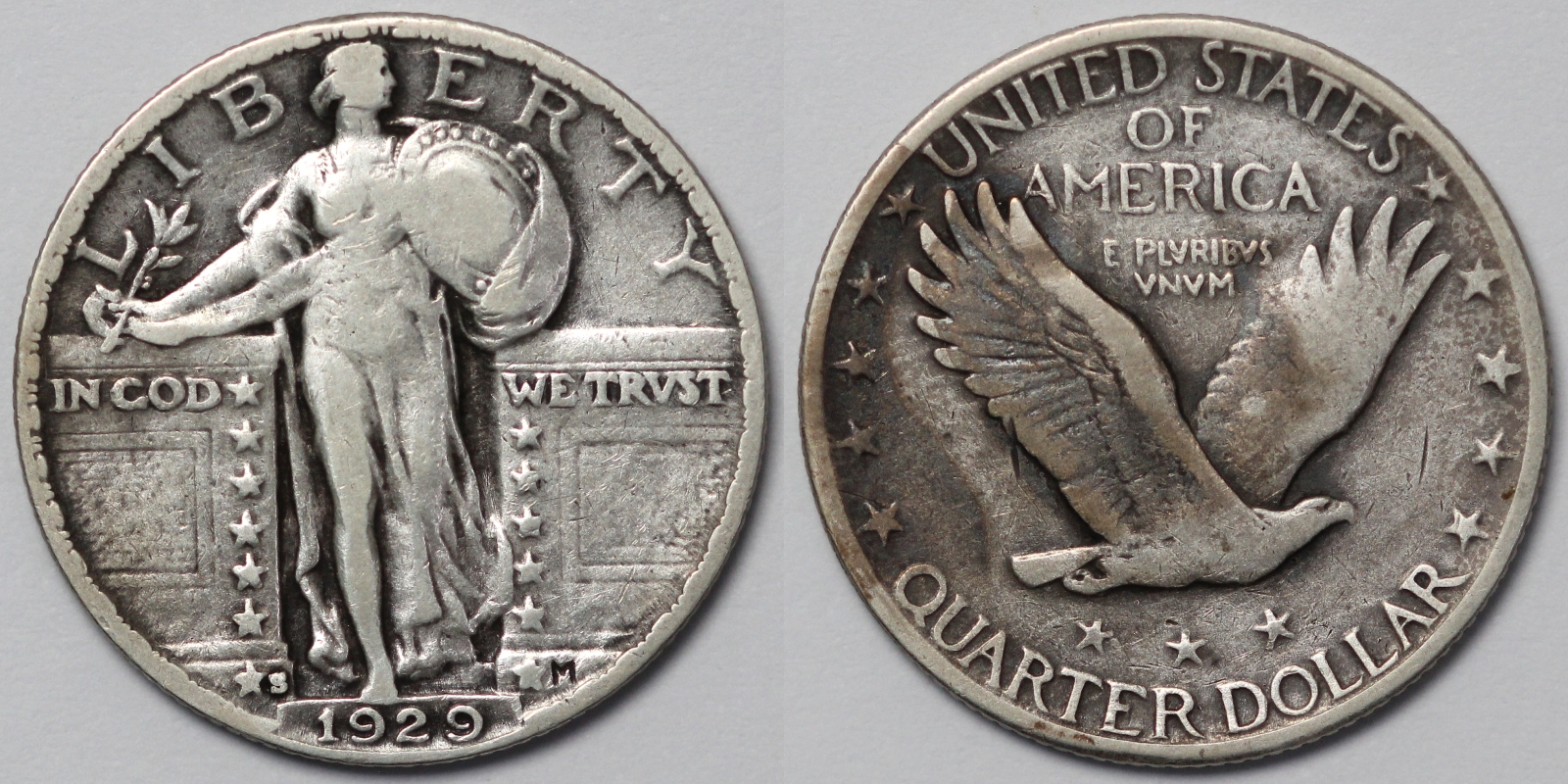 United States USA 1929-S Standing Liberty Quarter Dollar 25C World ...