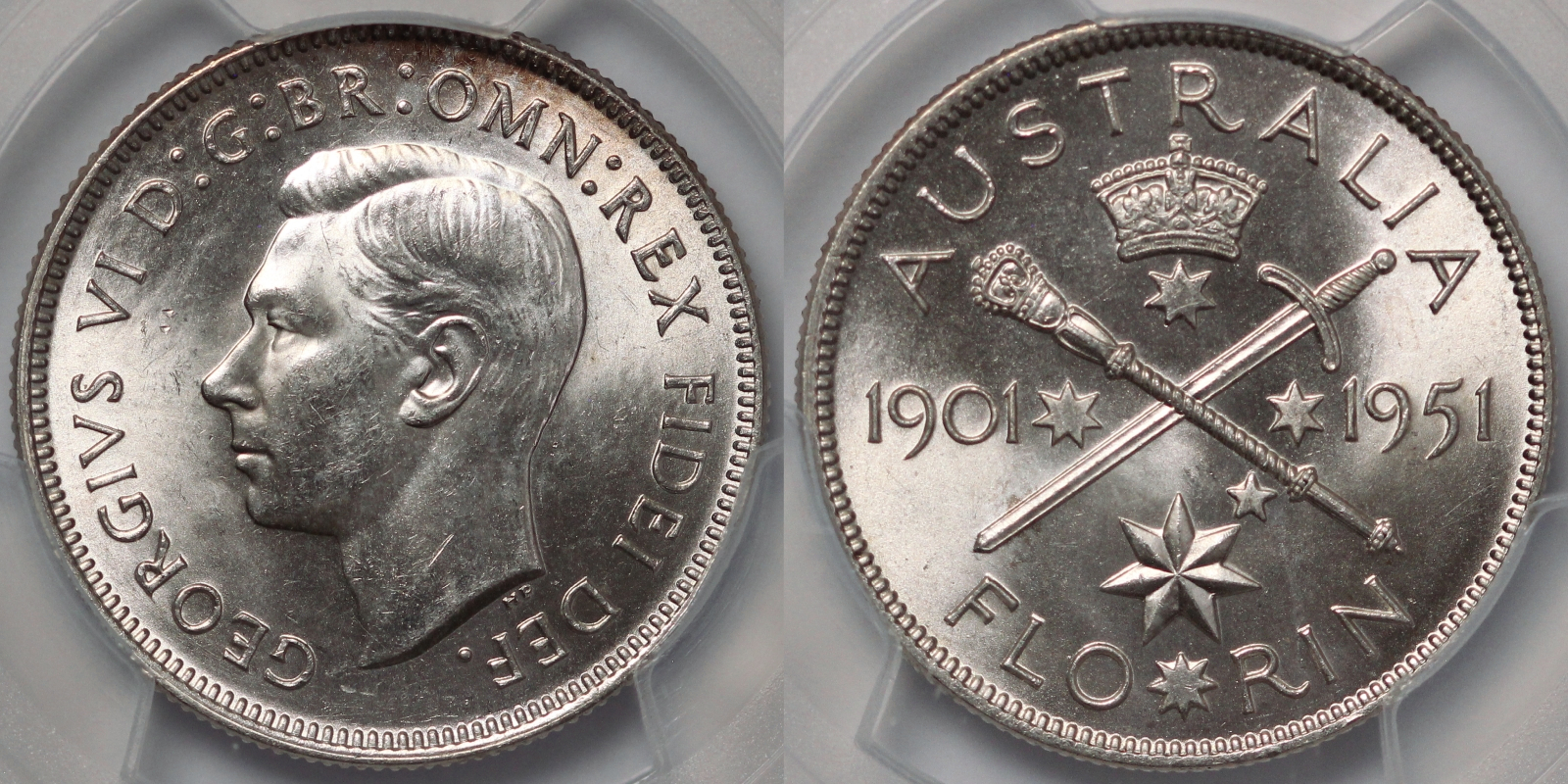 PCGS Graded MS63 Australia 1951 Federation Jubilee Florin Choice Unc Silver Coin - Imperial ...