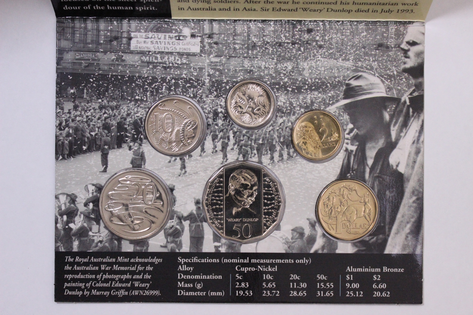 Australia 1995 Uncirculated 6-Coin Mint Set 50th Anniversary End of ...