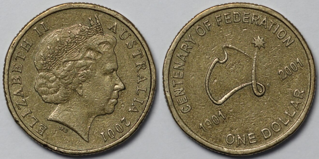 Australia 2001 $1 Centenary Of Federation Upset Die Rotation Error Coin ...